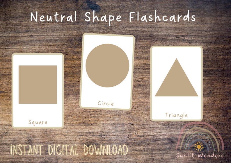 Printable Neutral Shapes Flashcards Classroom Decor - Etsy