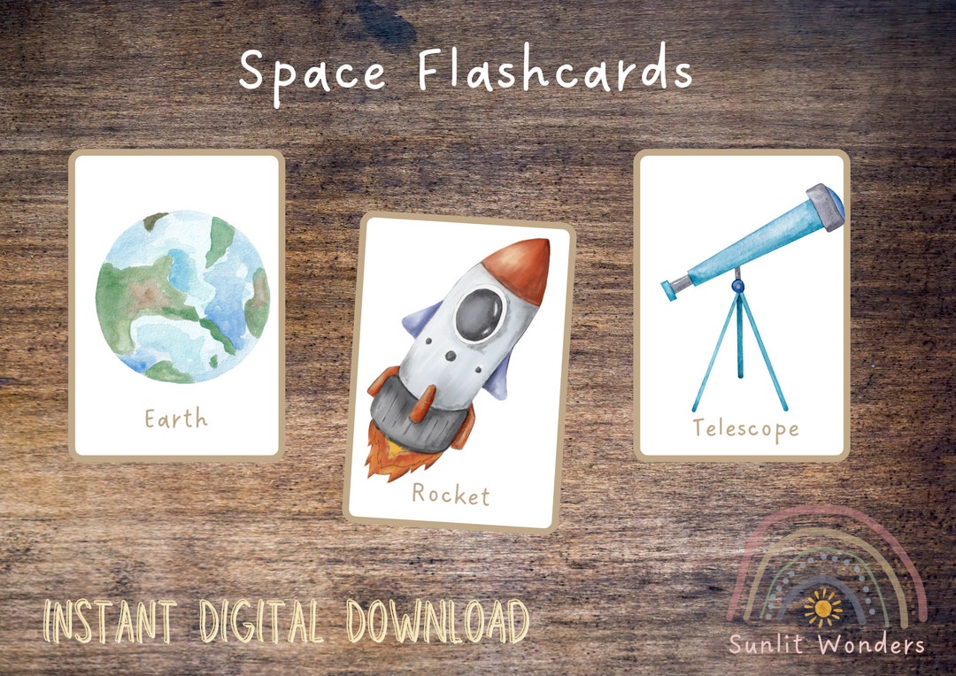 Printable Space Themed Flashcards Classroom Decor Toddlers - Etsy