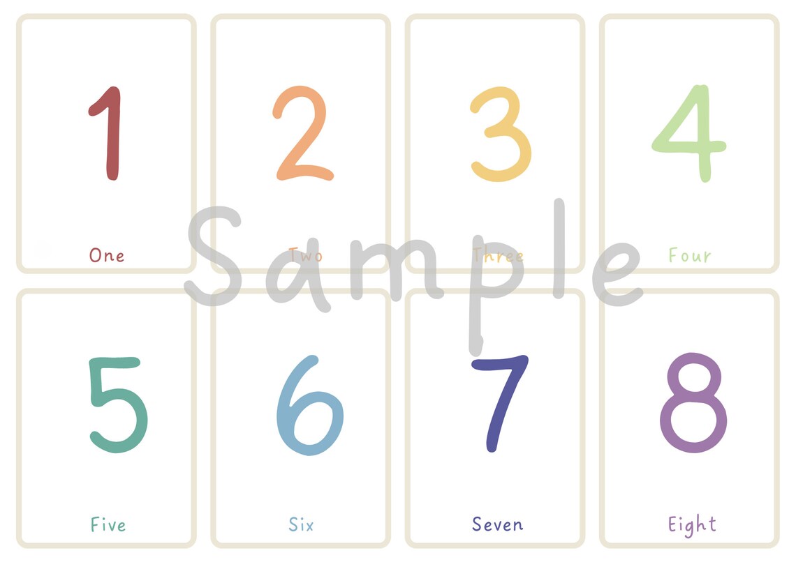 Printable Rainbow Number Flashcards, Classroom Decor, Toddlers ...