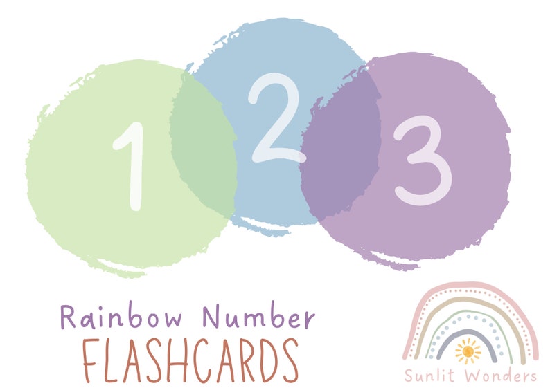 Printable Rainbow Number Flashcards Classroom Decor - Etsy