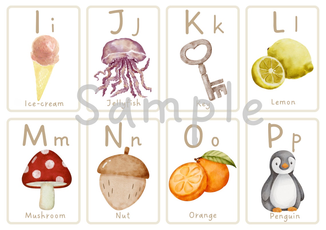 Printable Watercolour Alphabet Flashcards, Classroom Decor, Toddlers ...