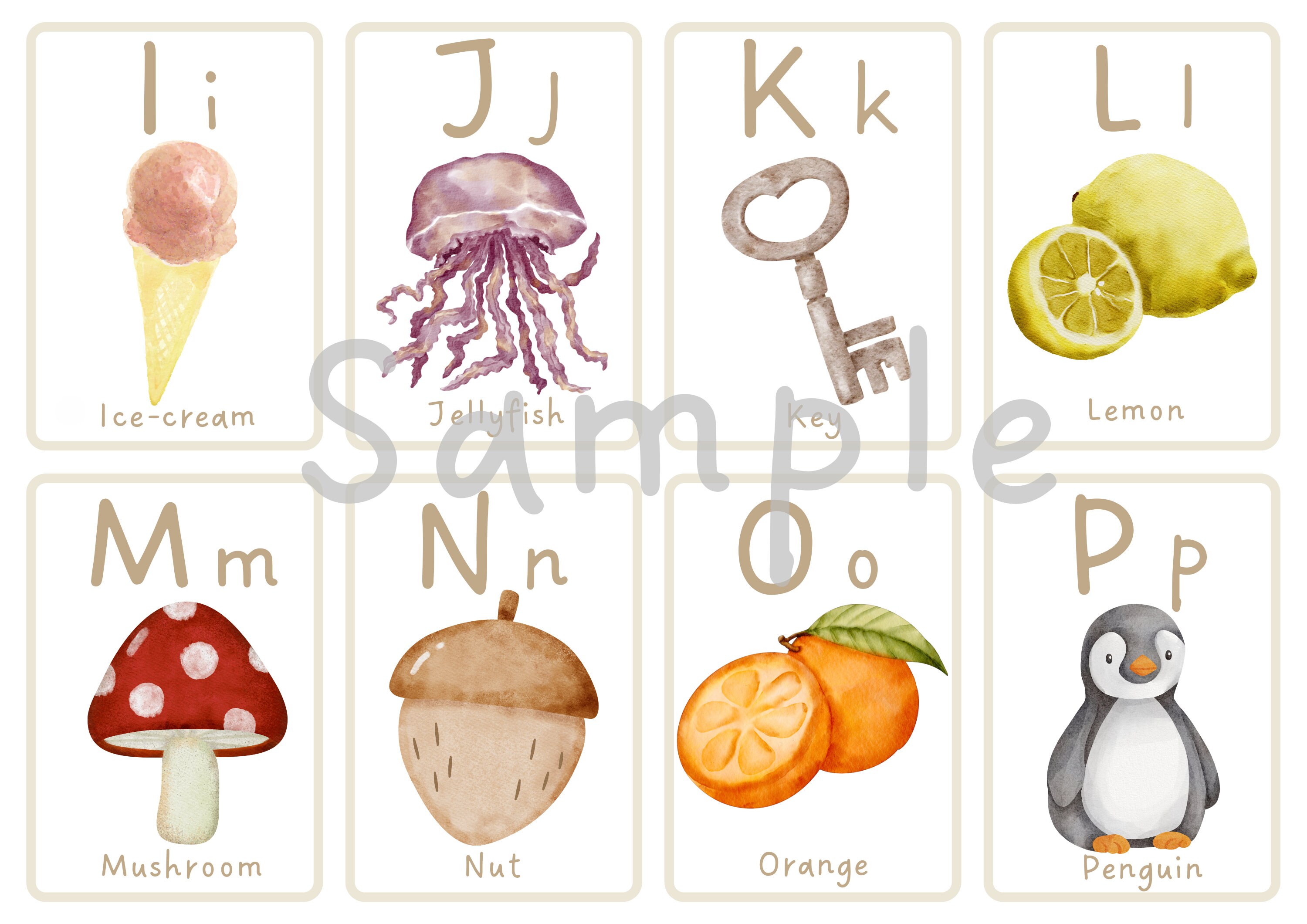 Printable Watercolour Alphabet Flashcards, Classroom Decor, Toddlers ...
