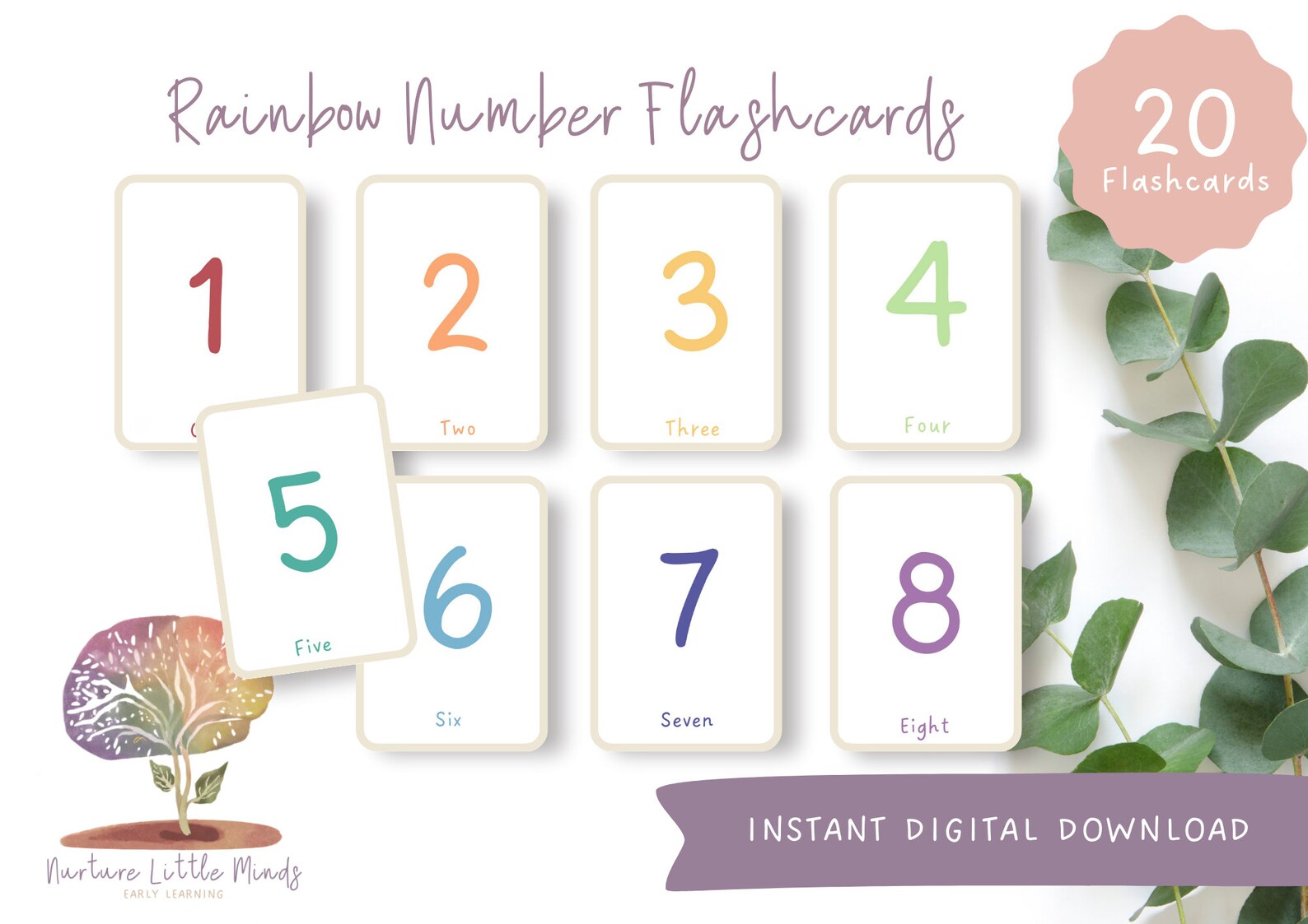 Printable Rainbow Number Flashcards, Classroom Decor, Toddlers ...