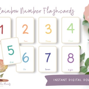Printable Rainbow Number Flashcards, Classroom Decor, Toddlers ...