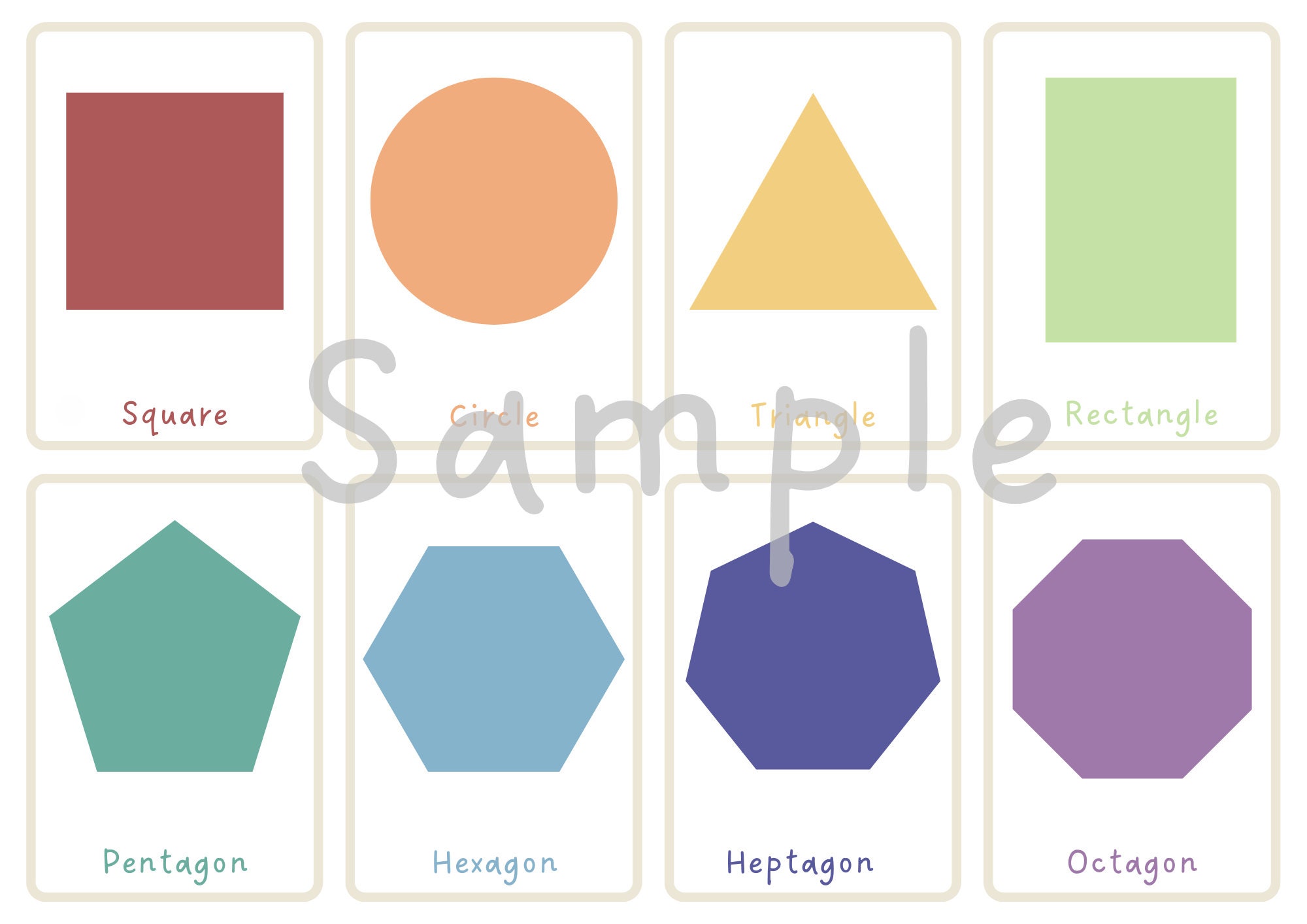 Printable Rainbow Shape Flashcards, Classroom Decor, Toddlers ...