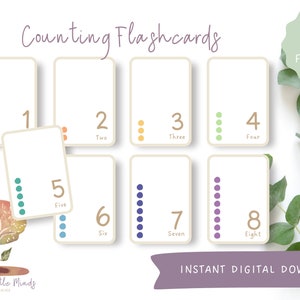 Printable Counting Flashcards, Classroom Decor, Toddlers, Preschool ...