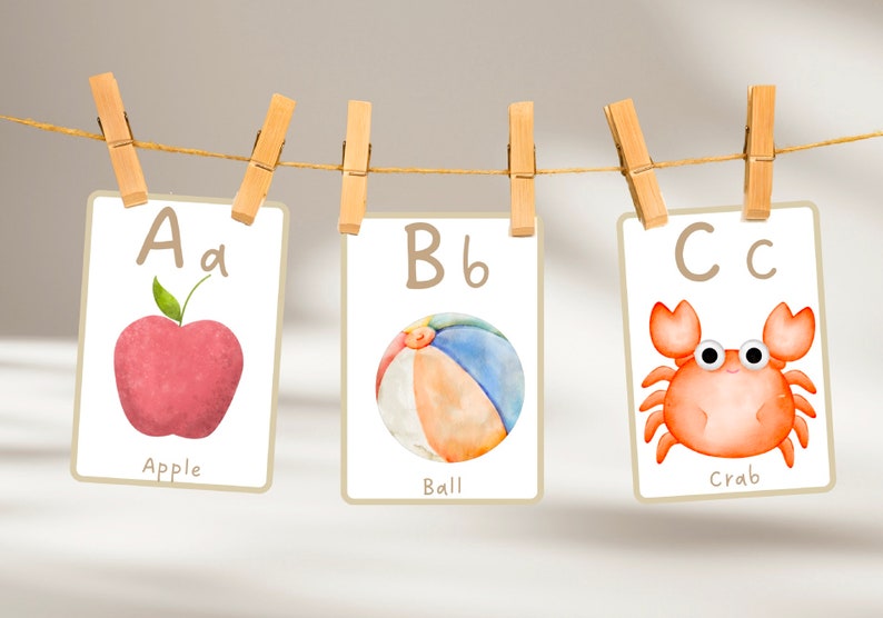 Printable Watercolour Alphabet Flashcards Classroom Decor - Etsy