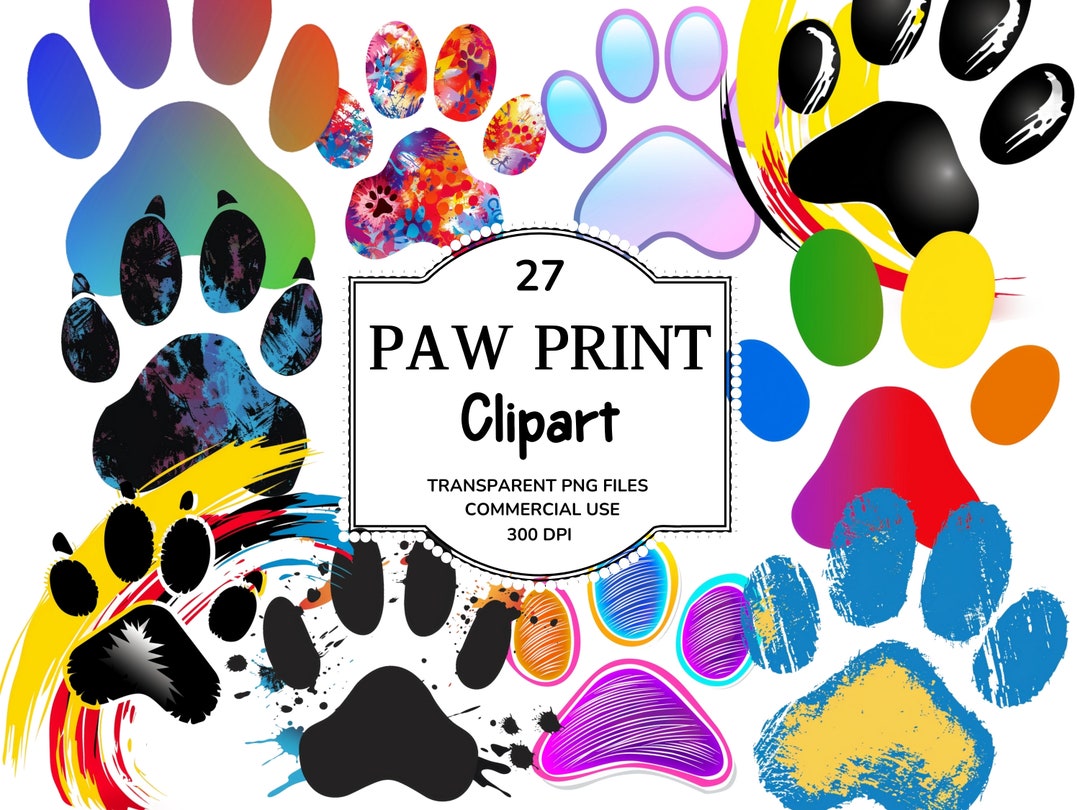 27 Paw Print Clipart Bundle, Nursery Art, Digital Download, Card Making ...