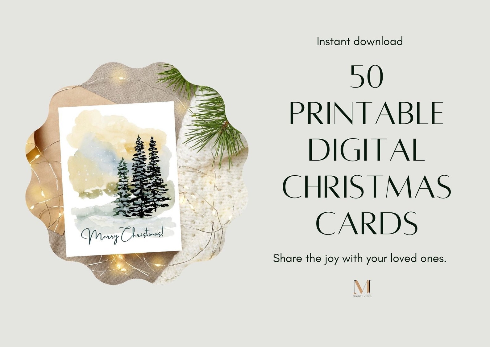Digital Christmas Cards, Printable Christmas Card, Instant Download ...