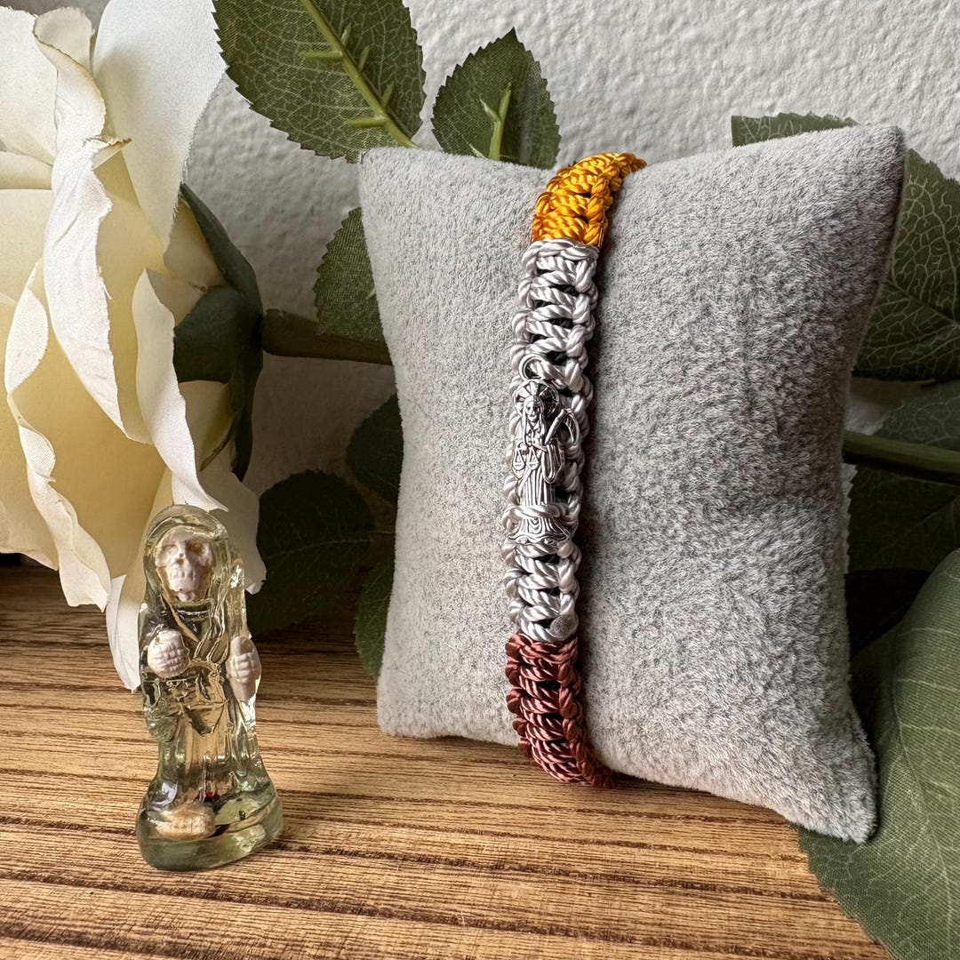 La Santa Muerte Tri-color Hand Braided Consecrated Bracelet (tones of ...