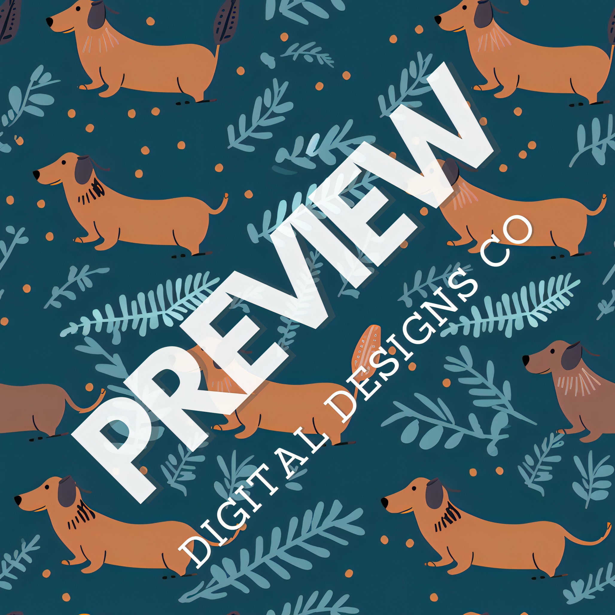 Cute Sausage Dog Digital Pattern, Beautiful Sausage Dog Digital Paper ...