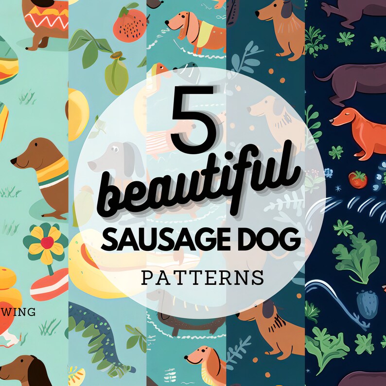 Cute Sausage Dog Digital Pattern, Beautiful Sausage Dog Digital Paper ...