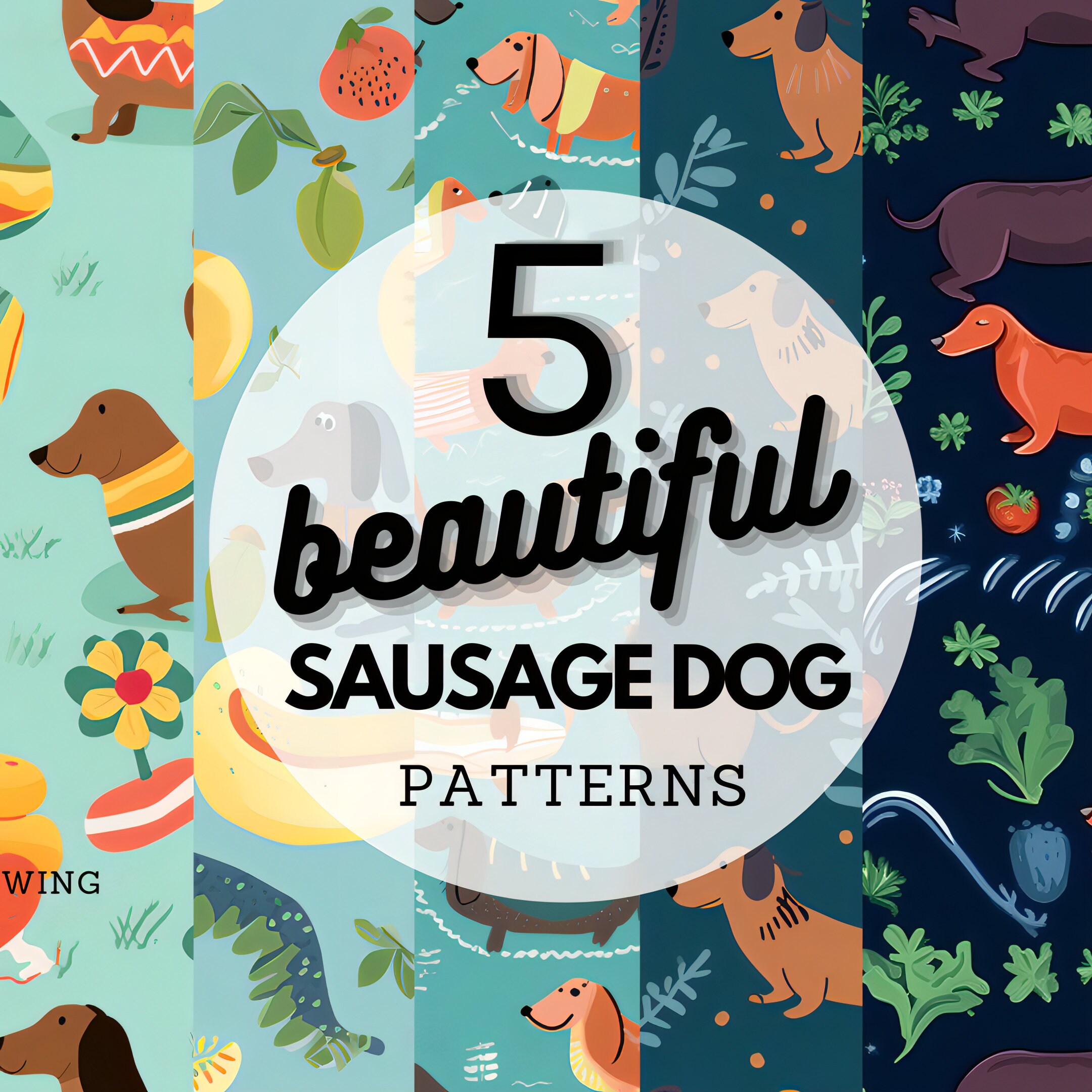 Cute Sausage Dog Digital Pattern, Beautiful Sausage Dog Digital Paper ...