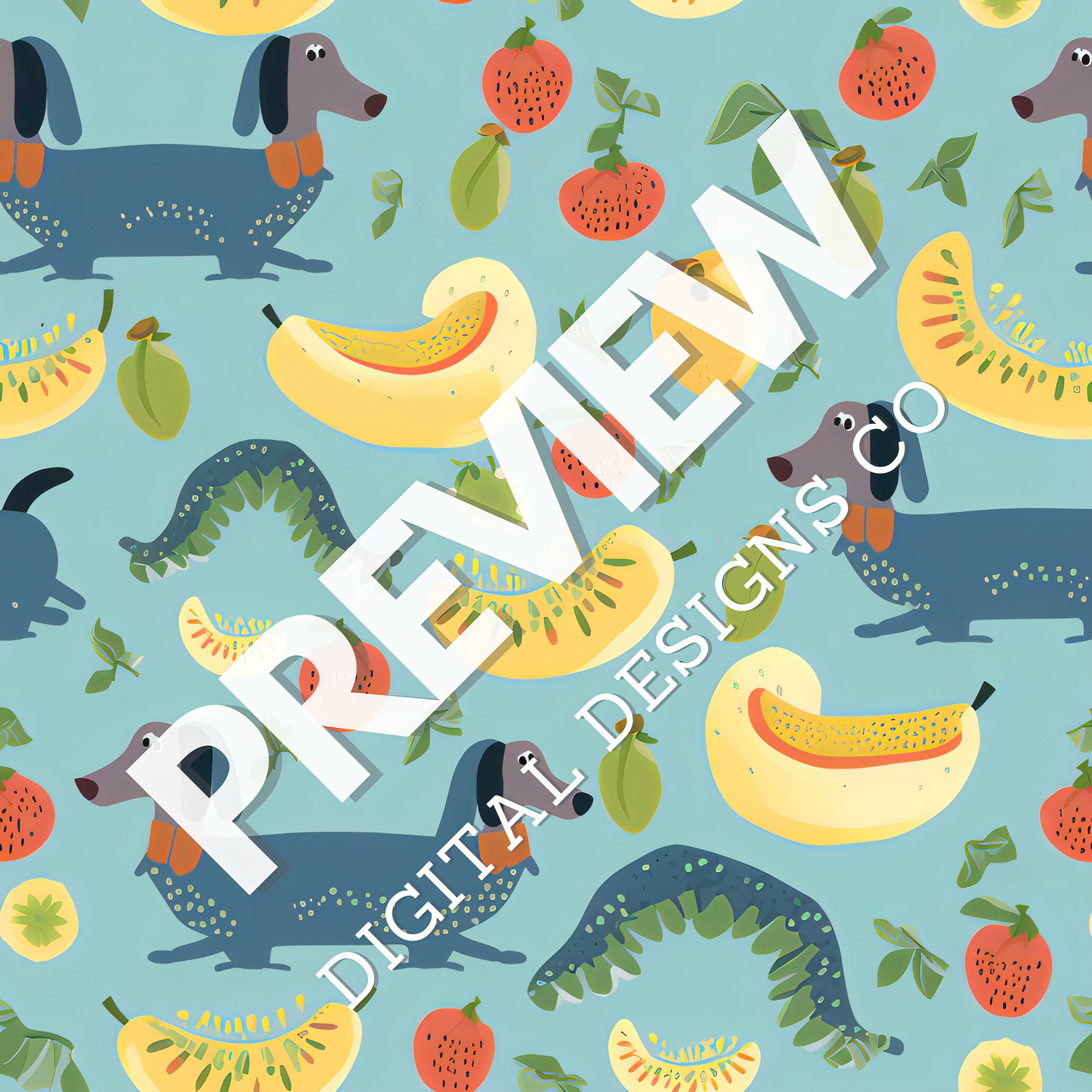 Cute Sausage Dog Digital Pattern, Beautiful Sausage Dog Digital Paper ...