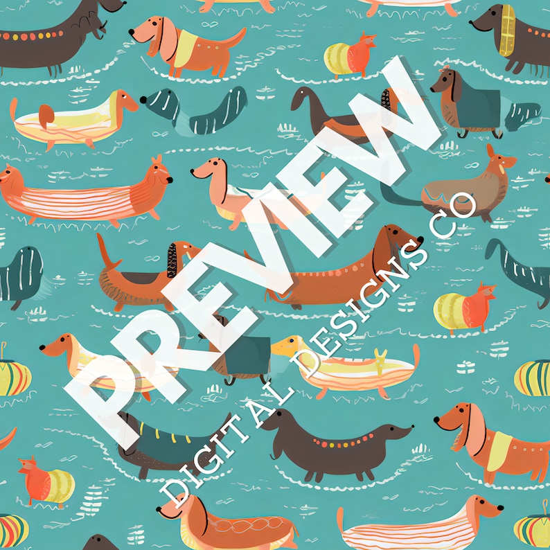 Cute Sausage Dog Digital Pattern, Beautiful Sausage Dog Digital Paper ...