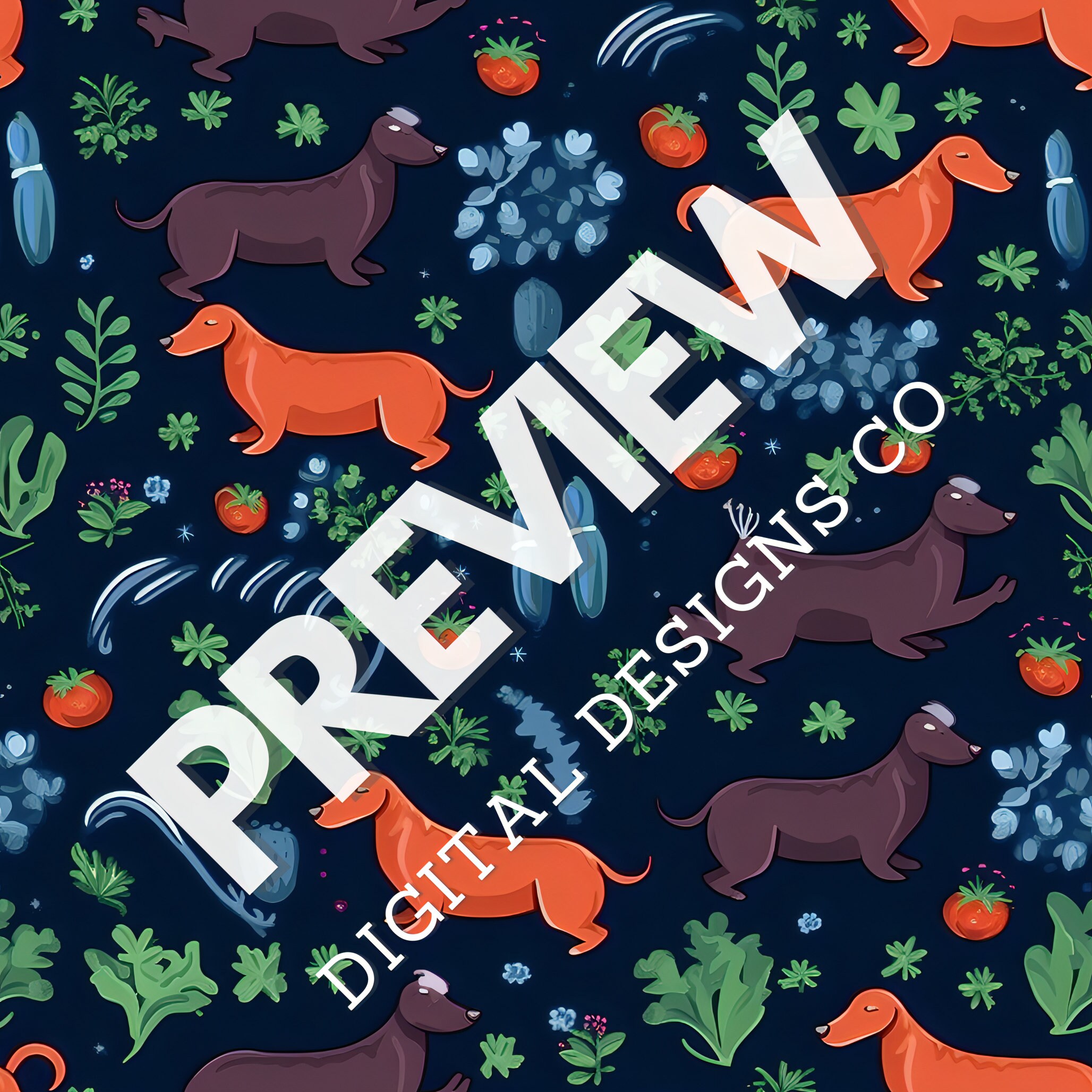 Cute Sausage Dog Digital Pattern, Beautiful Sausage Dog Digital Paper ...