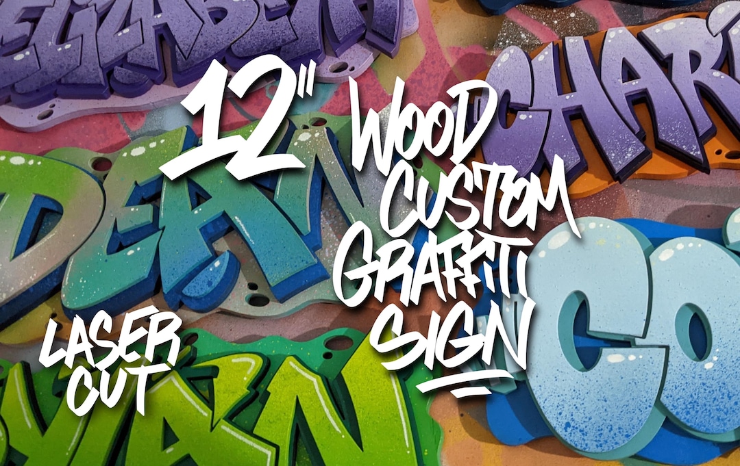 Custom Wood Graffiti Layered Name Sign 12" | Spray Paint Graffiti Art ...