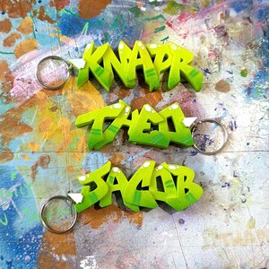 Personalized Graffiti Name Keychain: 3D Printed, Real Spray Paint - Etsy