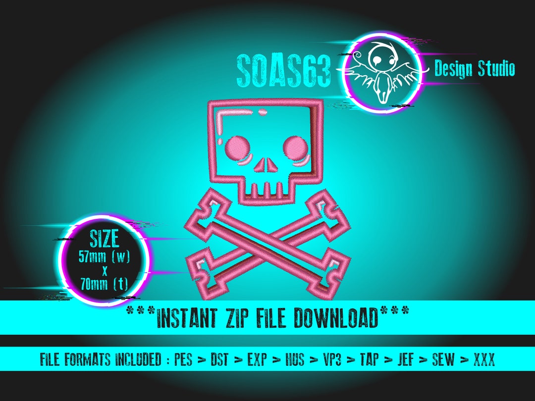 Skull & Bones Embroidery Design Skeleton Trendy Embroidery Designs ...