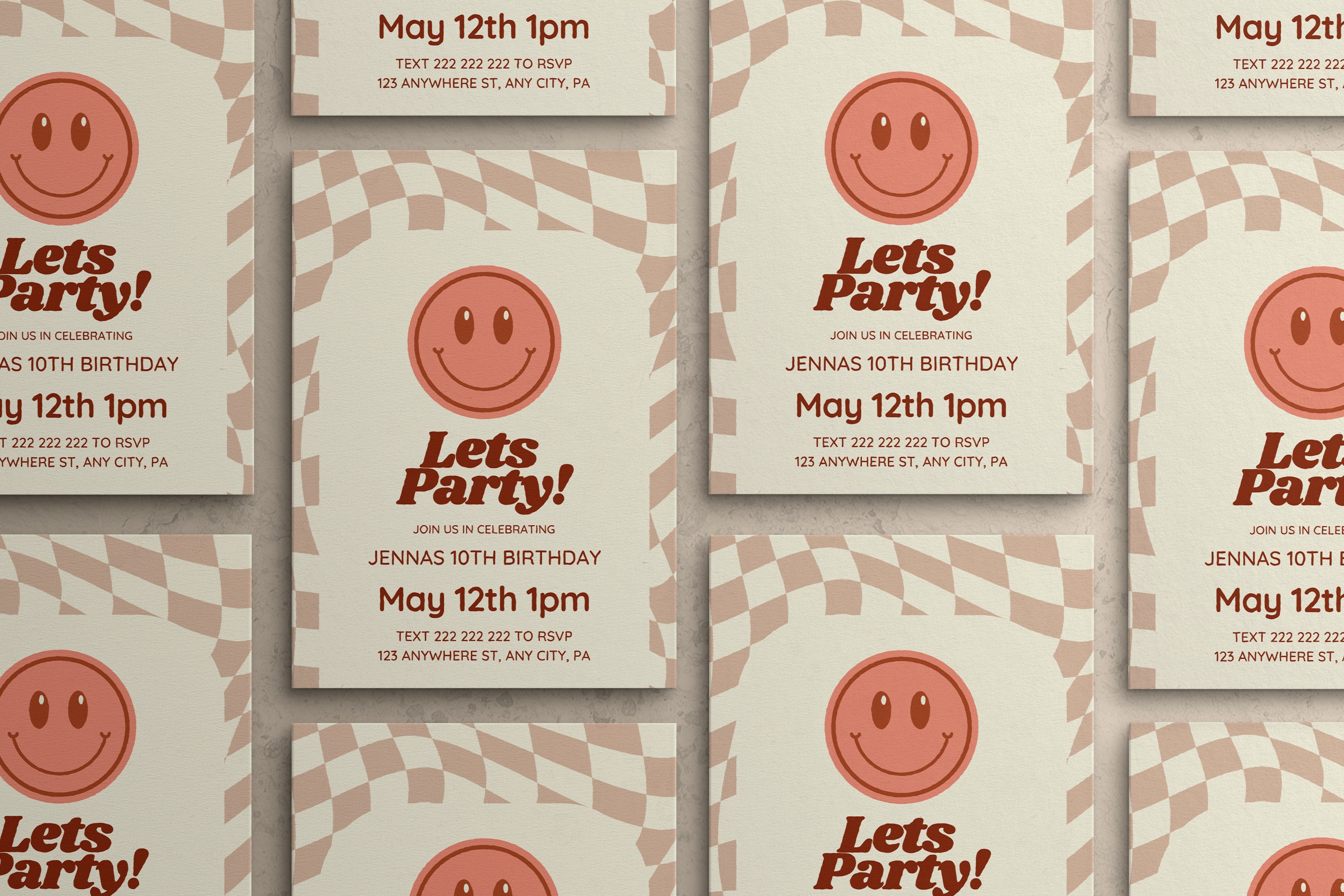 Smiley Face Birthday Invitation, Happy Face Birthday Invitation, Kids ...