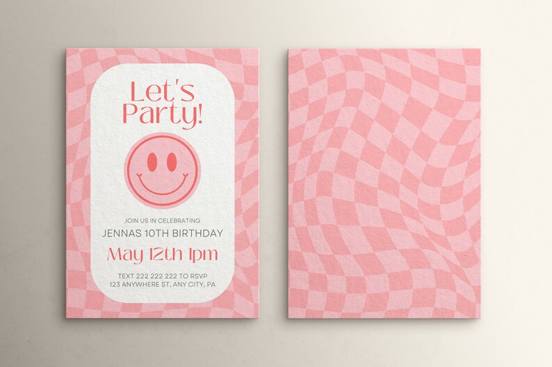 Smiley Face Birthday Invitation, Happy Face Birthday Invitation ...
