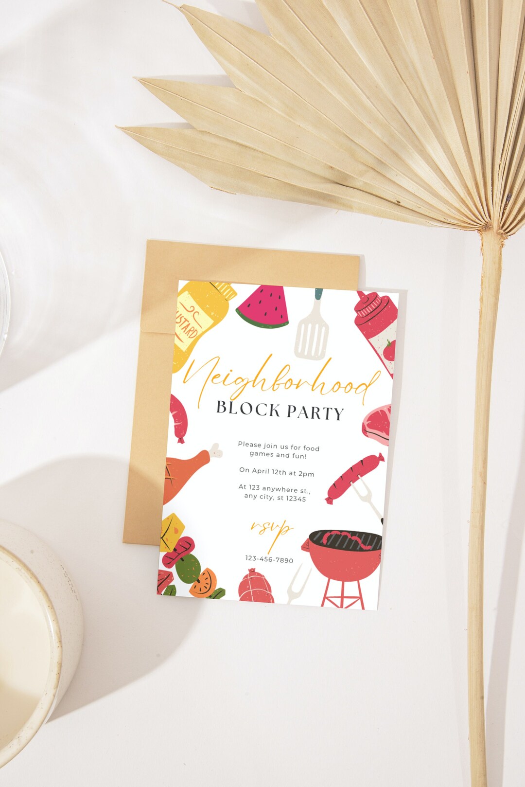 Summer Party Invitation, Neighborhood Block Party Invite, BBQ ...