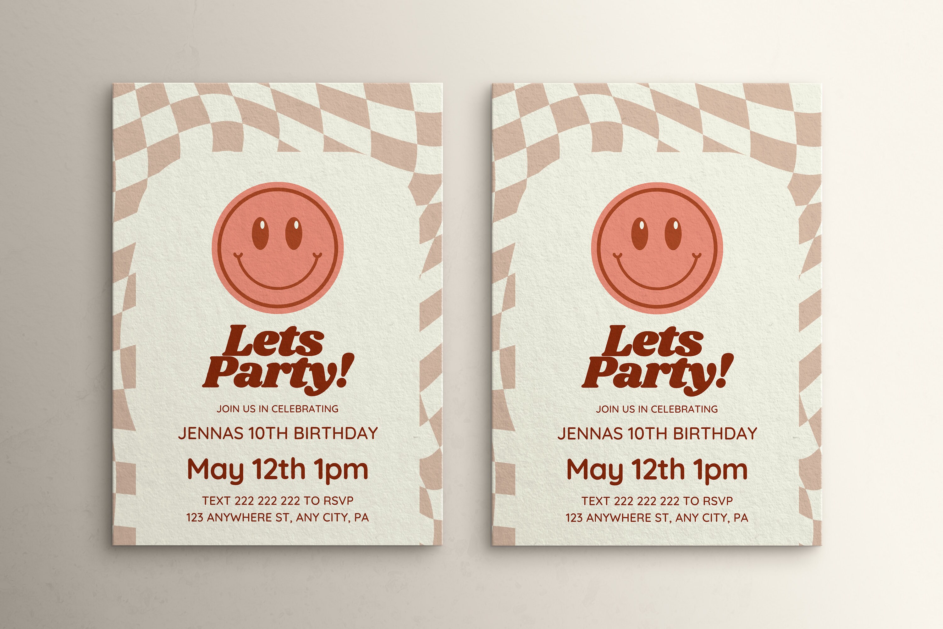 Smiley Face Birthday Invitation, Happy Face Birthday Invitation, Kids ...