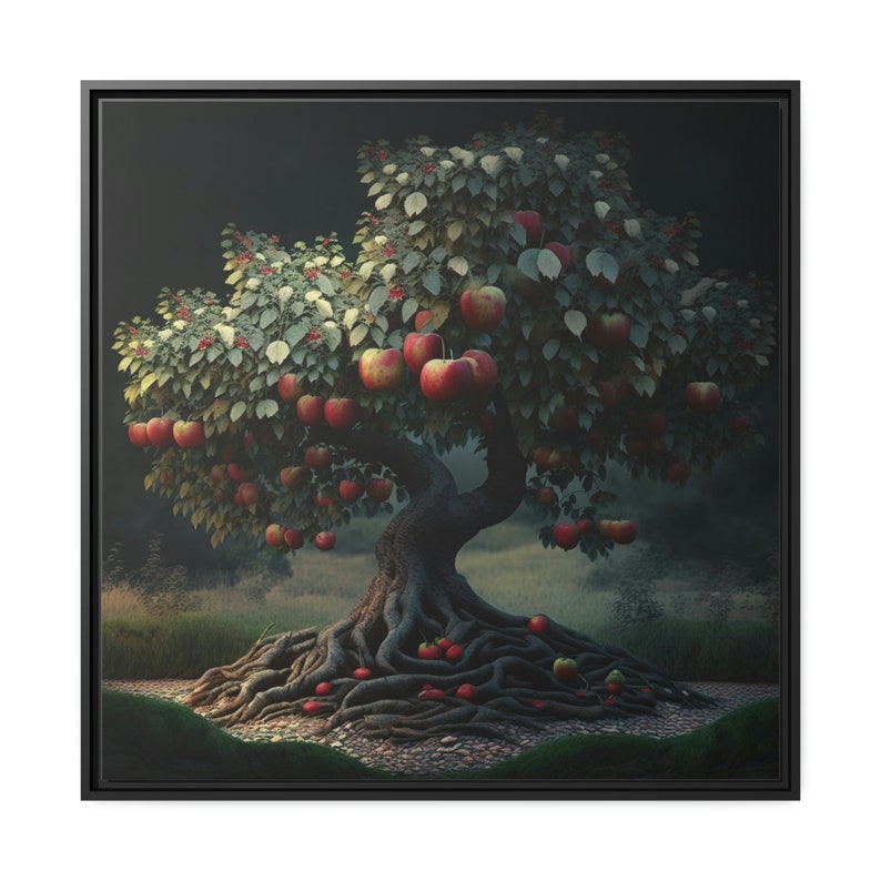 Abstract Apple Tree Matte Canvas Black Frame Artsy Wall Decor - Etsy