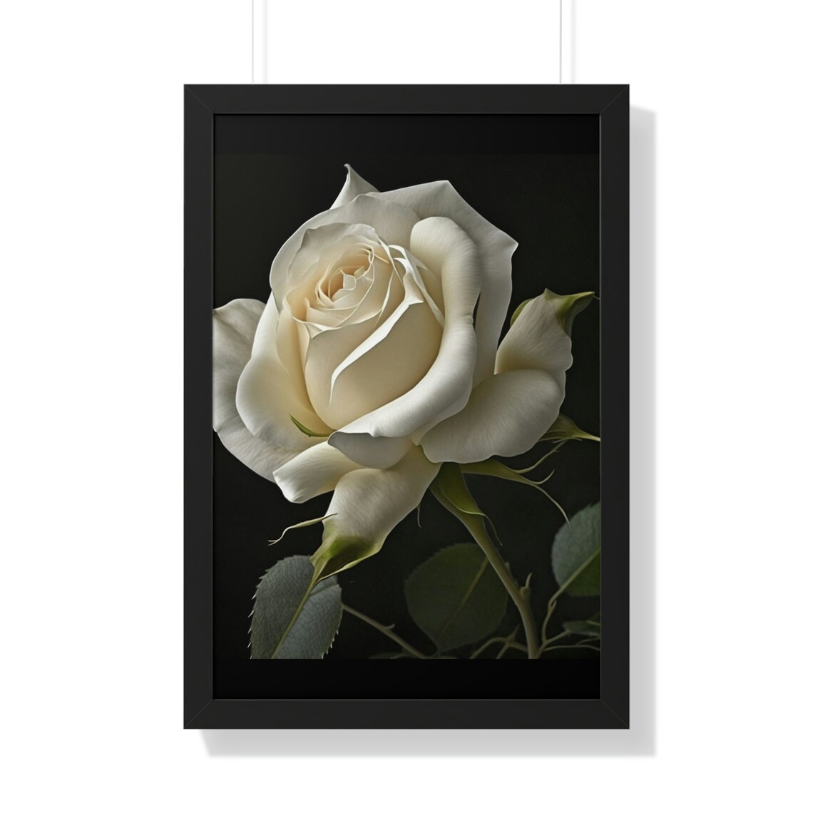 White Rose Framed Vertical Poster Wall Art Home Decor - Etsy