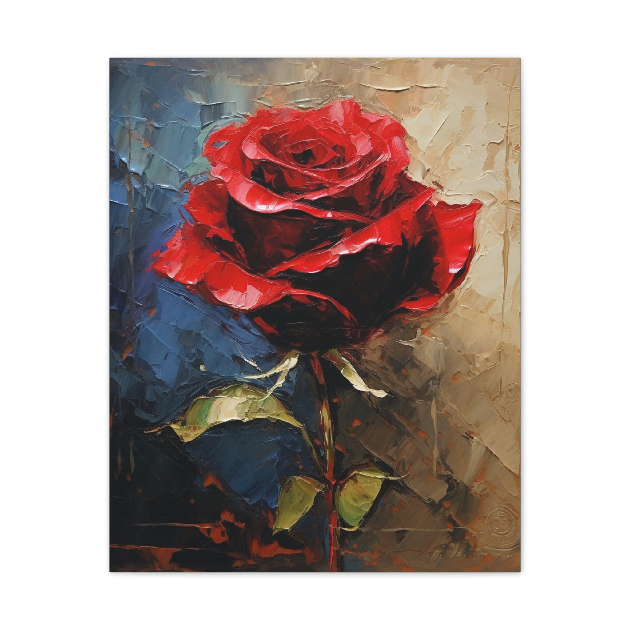 Painted Red Rose Canvas Stretched, 0.75" Home Decor Wall Art - Etsy