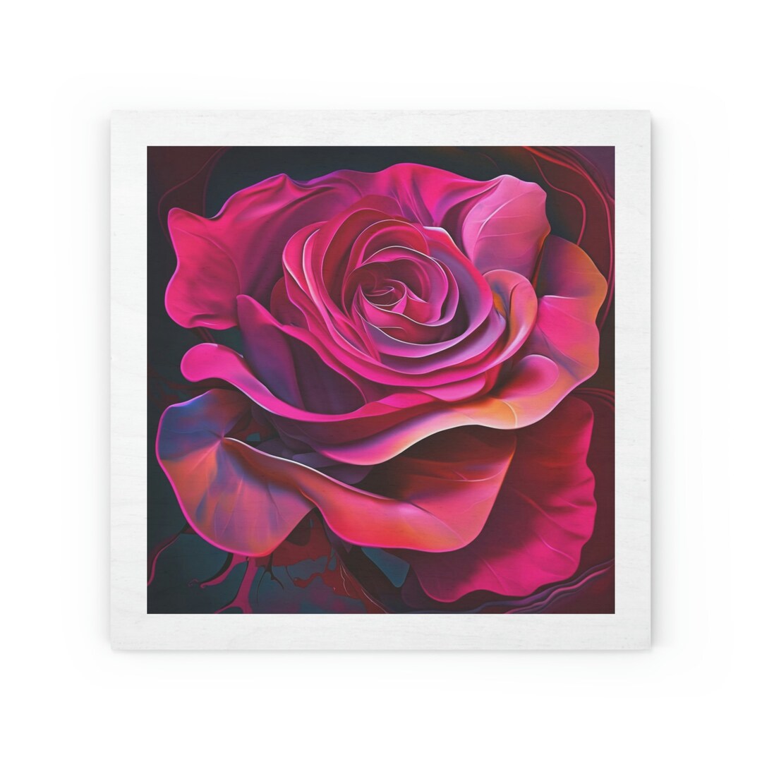 Abstract Pink Rose Wood Canvas 7.8 X 7.8 Fine Art Wall - Etsy