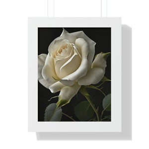 White Rose Framed Vertical Poster Wall Art Home Decor - Etsy