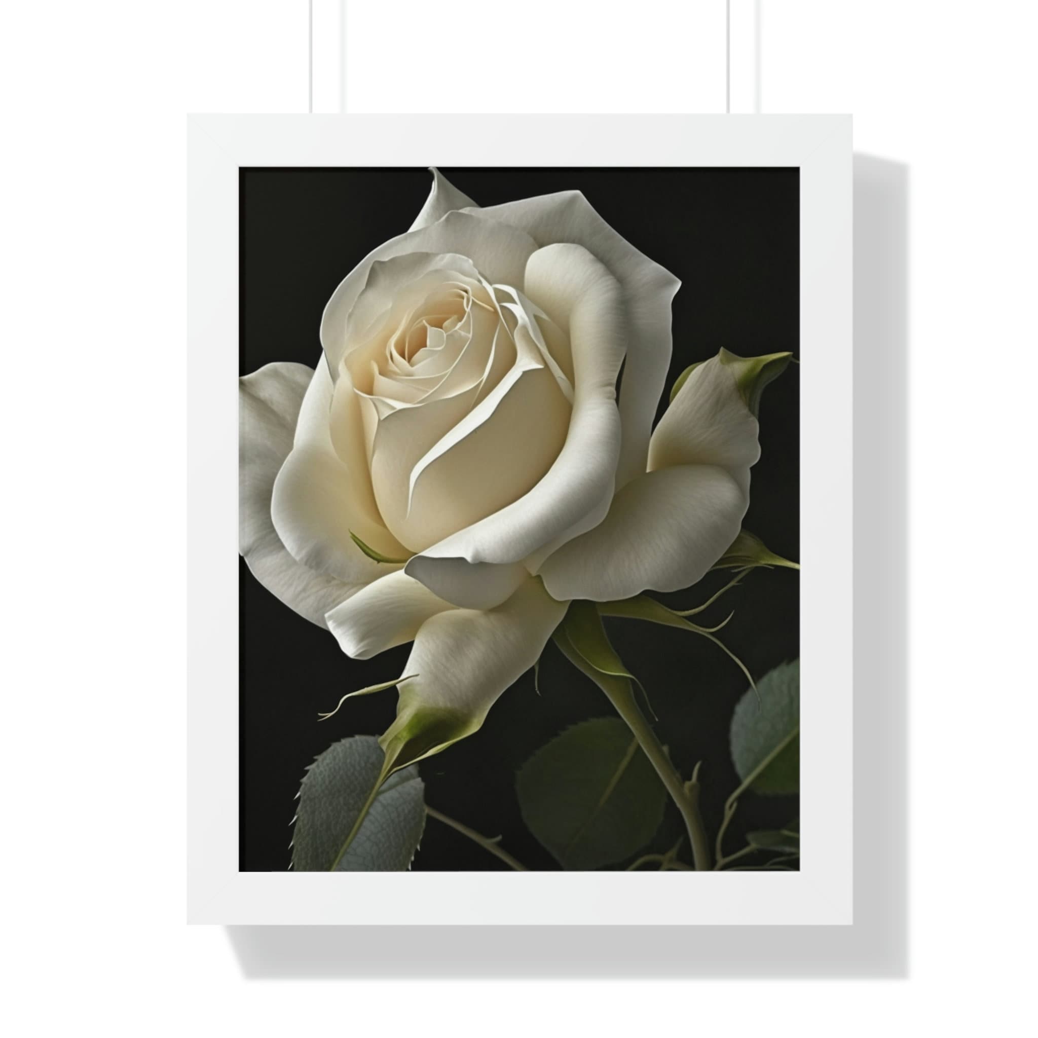 White Rose Framed Vertical Poster Wall Art Home Decor - Etsy