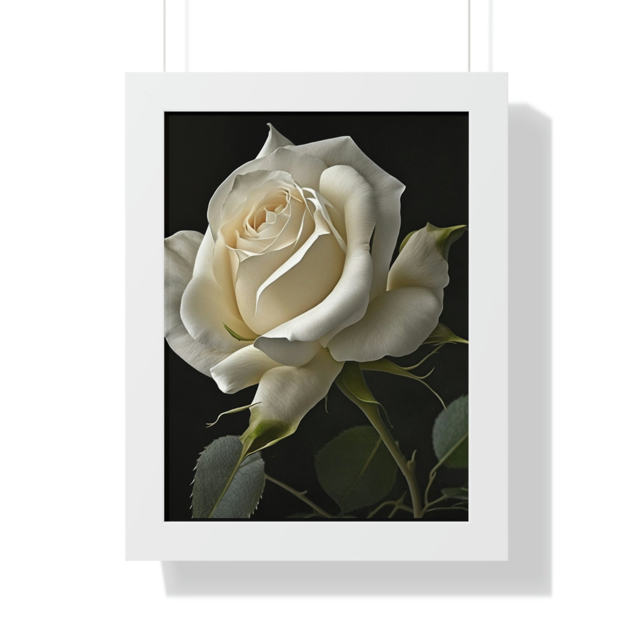 White Rose Framed Vertical Poster Wall Art Home Decor - Etsy