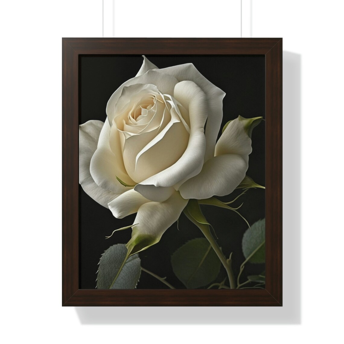 White Rose Framed Vertical Poster Wall Art Home Decor - Etsy
