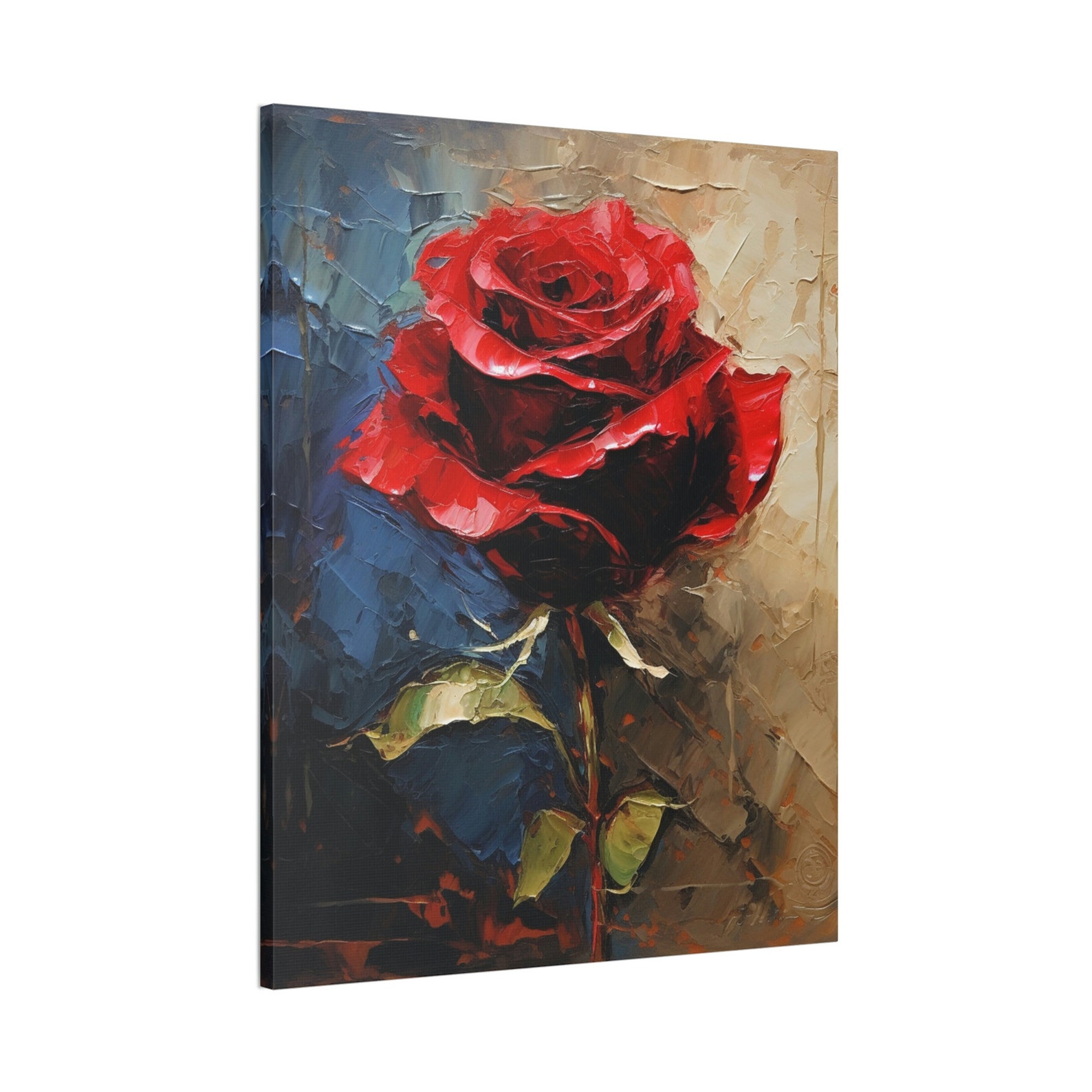 Painted Red Rose Canvas Stretched, 0.75" Home Decor Wall Art - Etsy