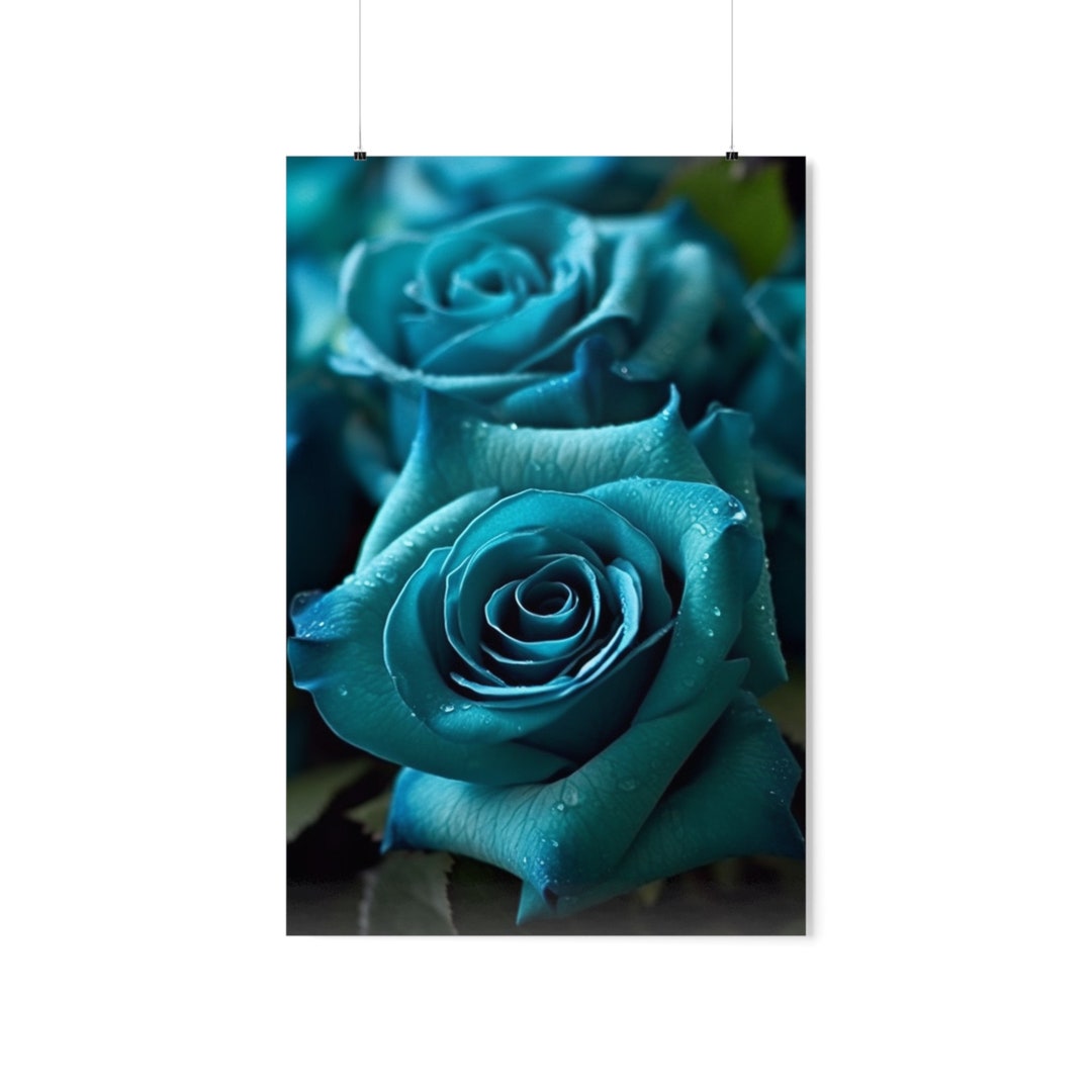 Teal Roses Premium Matte Vertical Poster Living Bedroom Wall Decor - Etsy