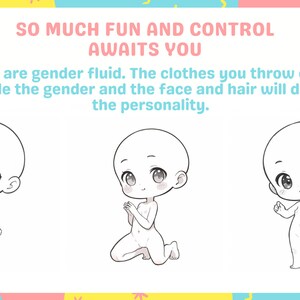 Procreate Chibi Body Template Stamps Brushes: 100 Cute Adorable and ...