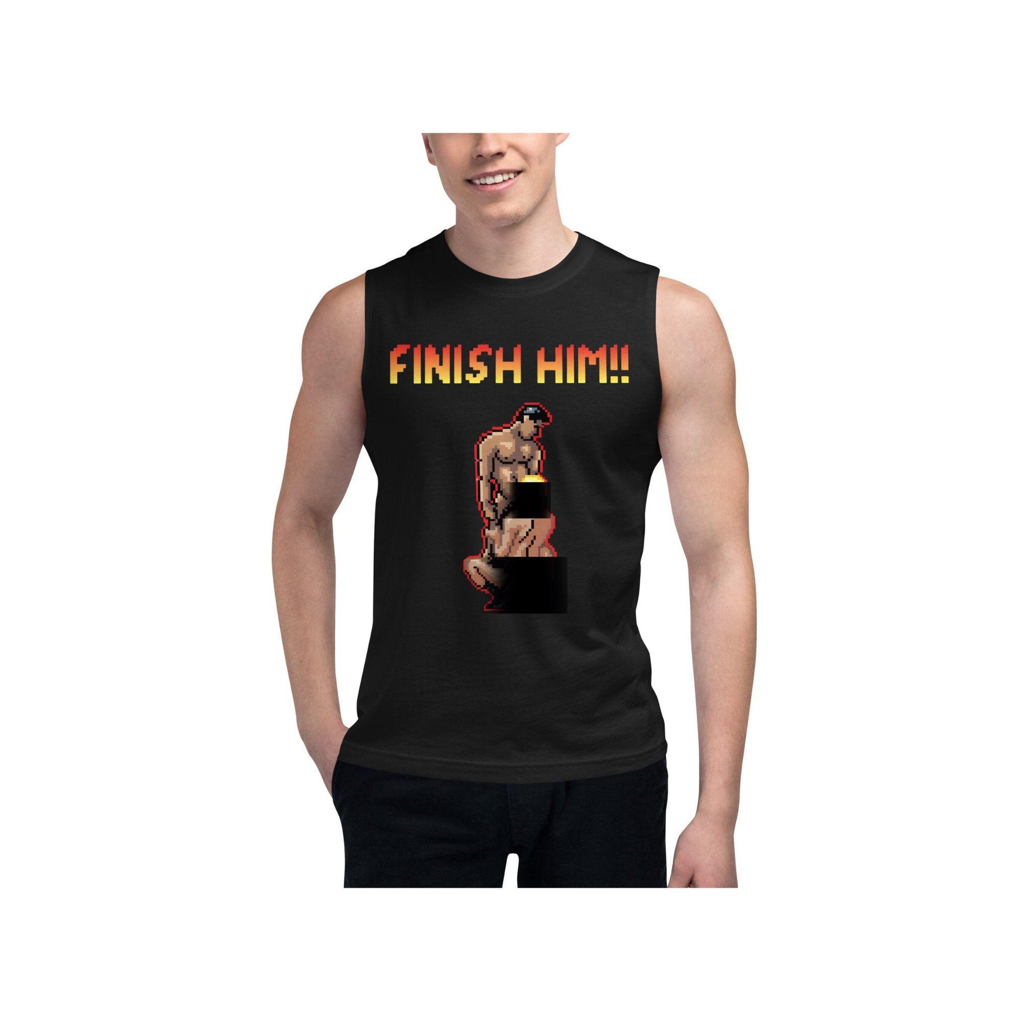 FINISH HIM Graphic Muscle Tee - Funny Gay Parody - Etsy