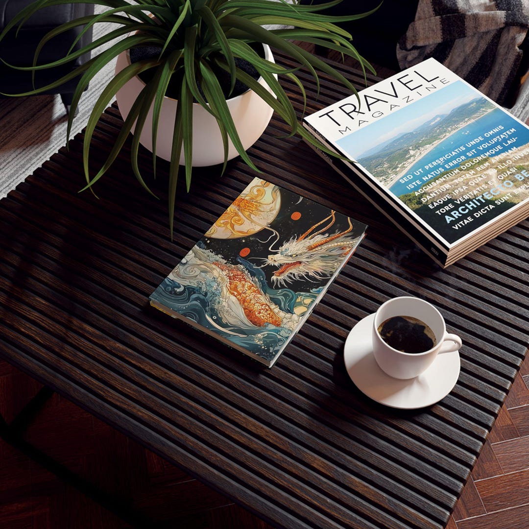 Golden Dragon in Stormy Sea Design Journal Notebook, Hardcover or ...