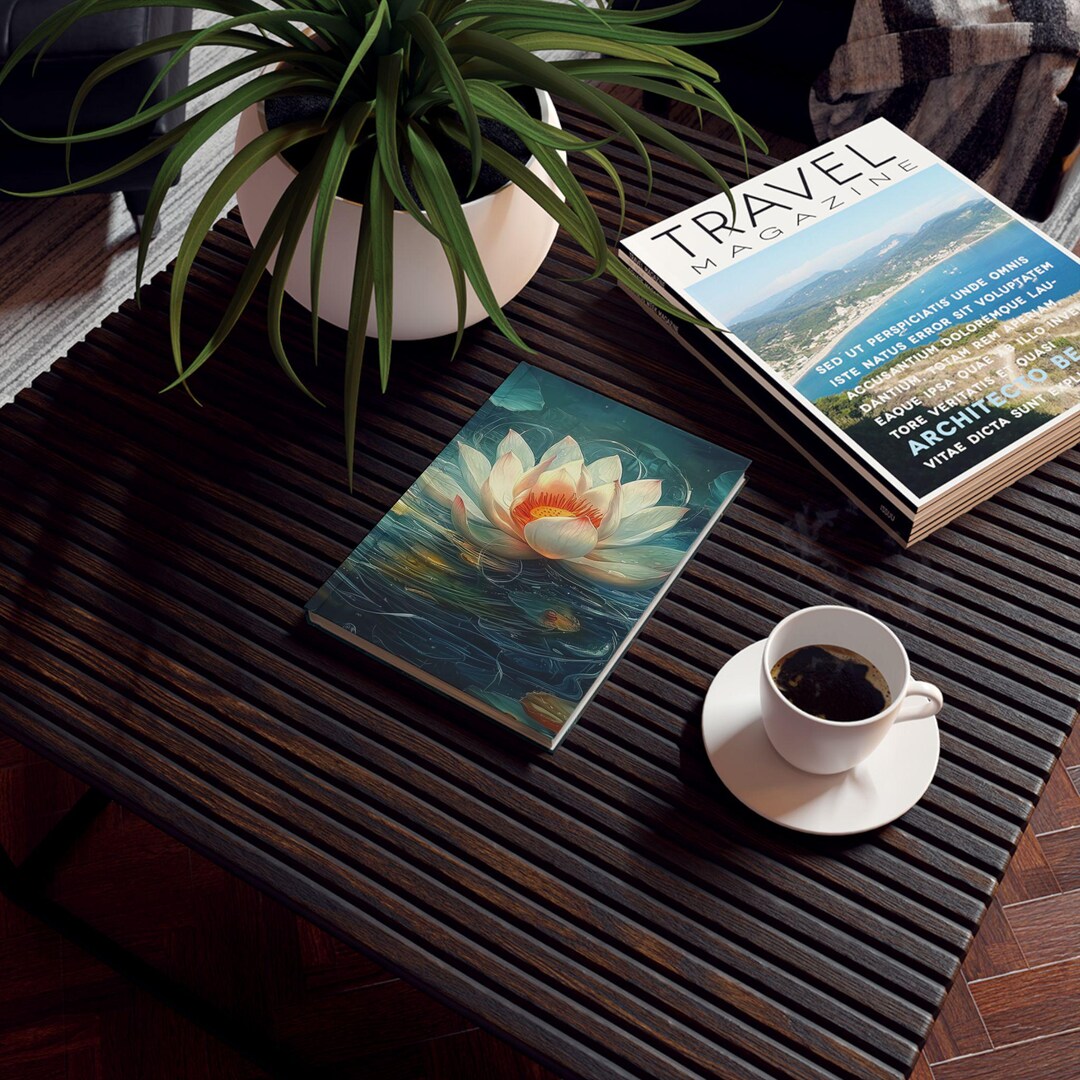 Lotus Bloom Over Dark Water Design Journal Notebook, Hardcover or ...