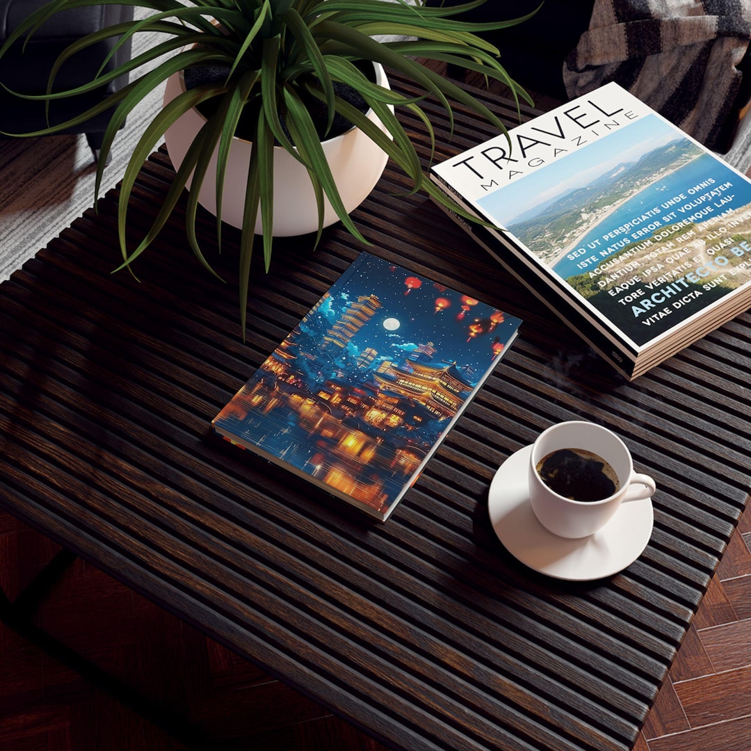 Festival Lights Reflecting on Water Design Journal Notebook, Hardcover ...