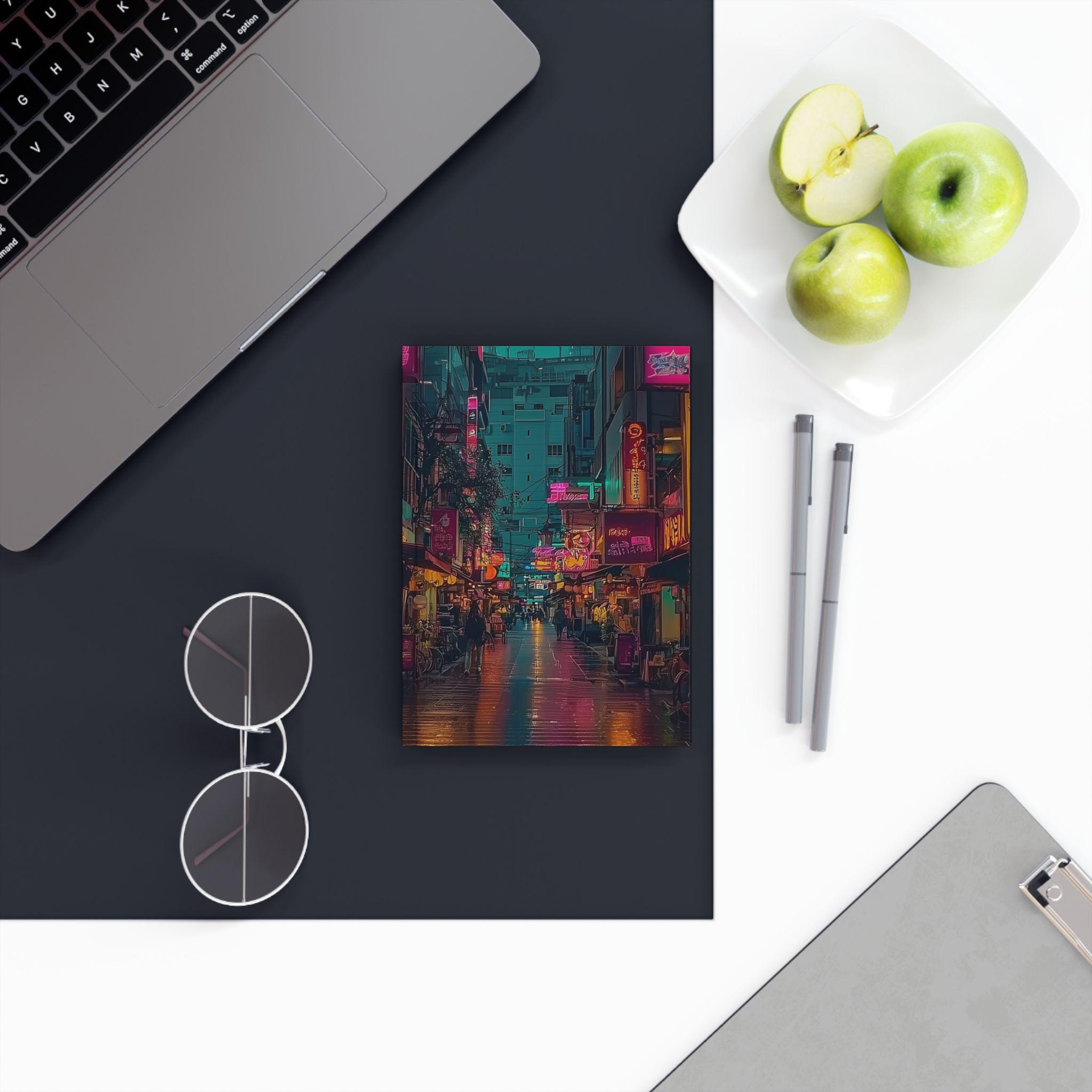 Neon Lights in Rainy Alley Design Journal Notebook, Hardcover or Spiral ...
