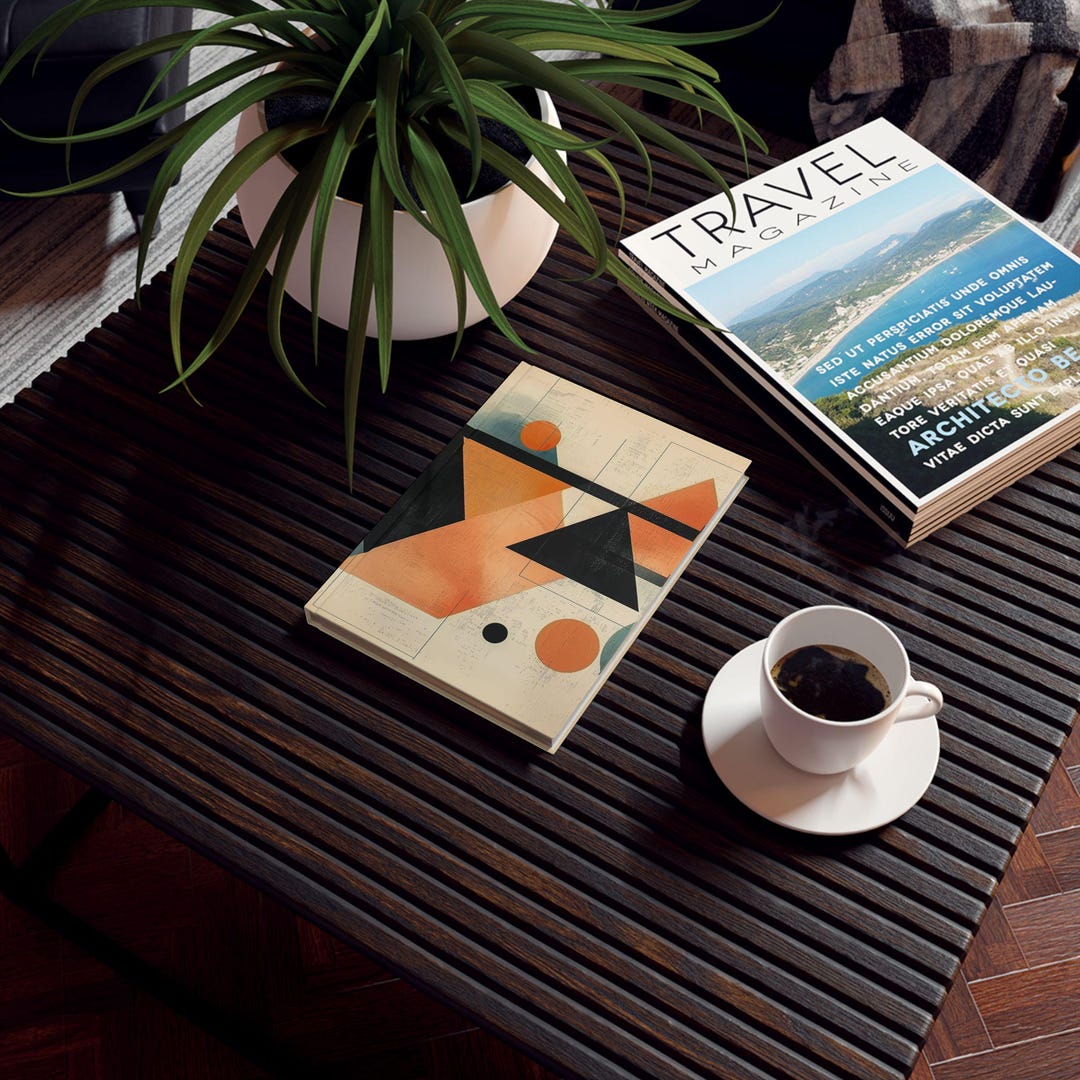 Geometric Harmony in Earthy Tones Design Journal Notebook, Hardcover or ...