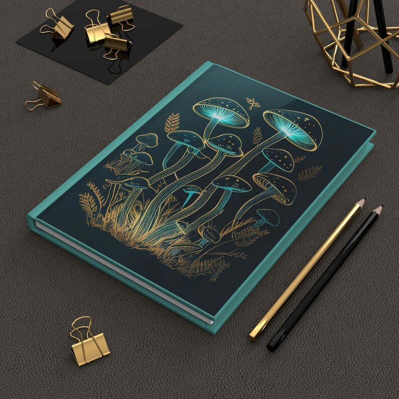 Luxury Journal - Bioluminescent Mushroom Design Matte Hardcover Journal ...
