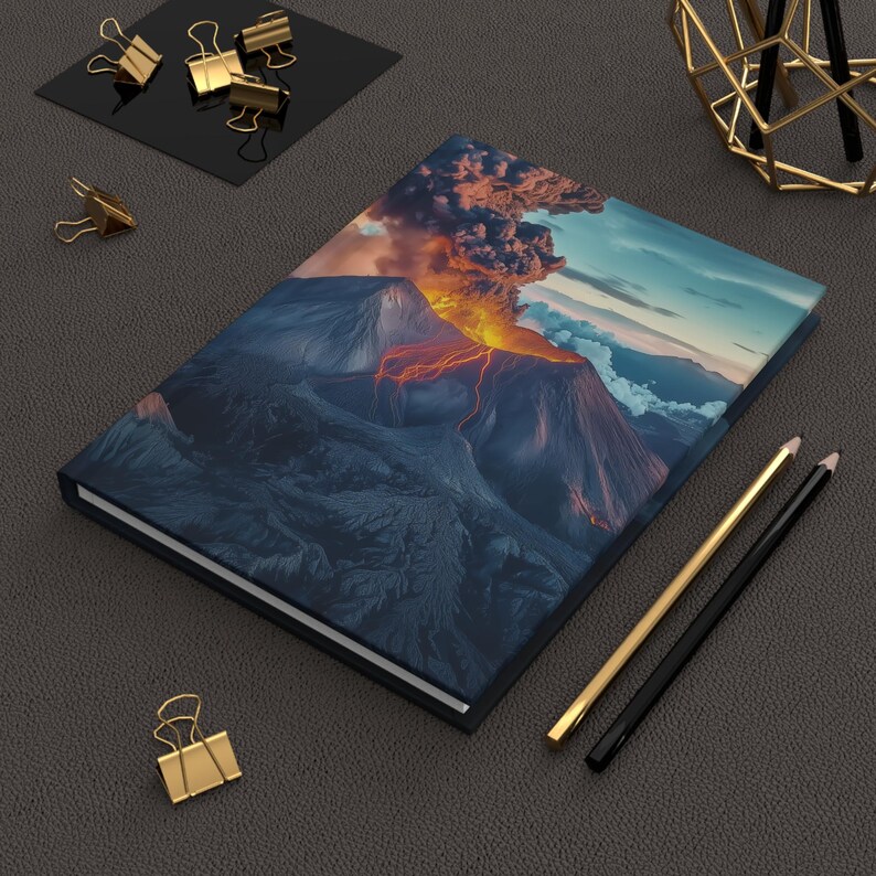 Volcano Eruption at Golden Hour Design Journal Notebook, Hardcover or ...