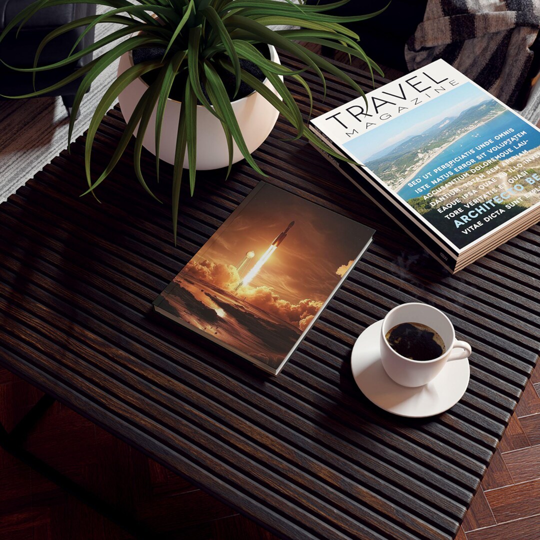 Rocket Ascends Through Fiery Cloudscape Design Journal Notebook ...