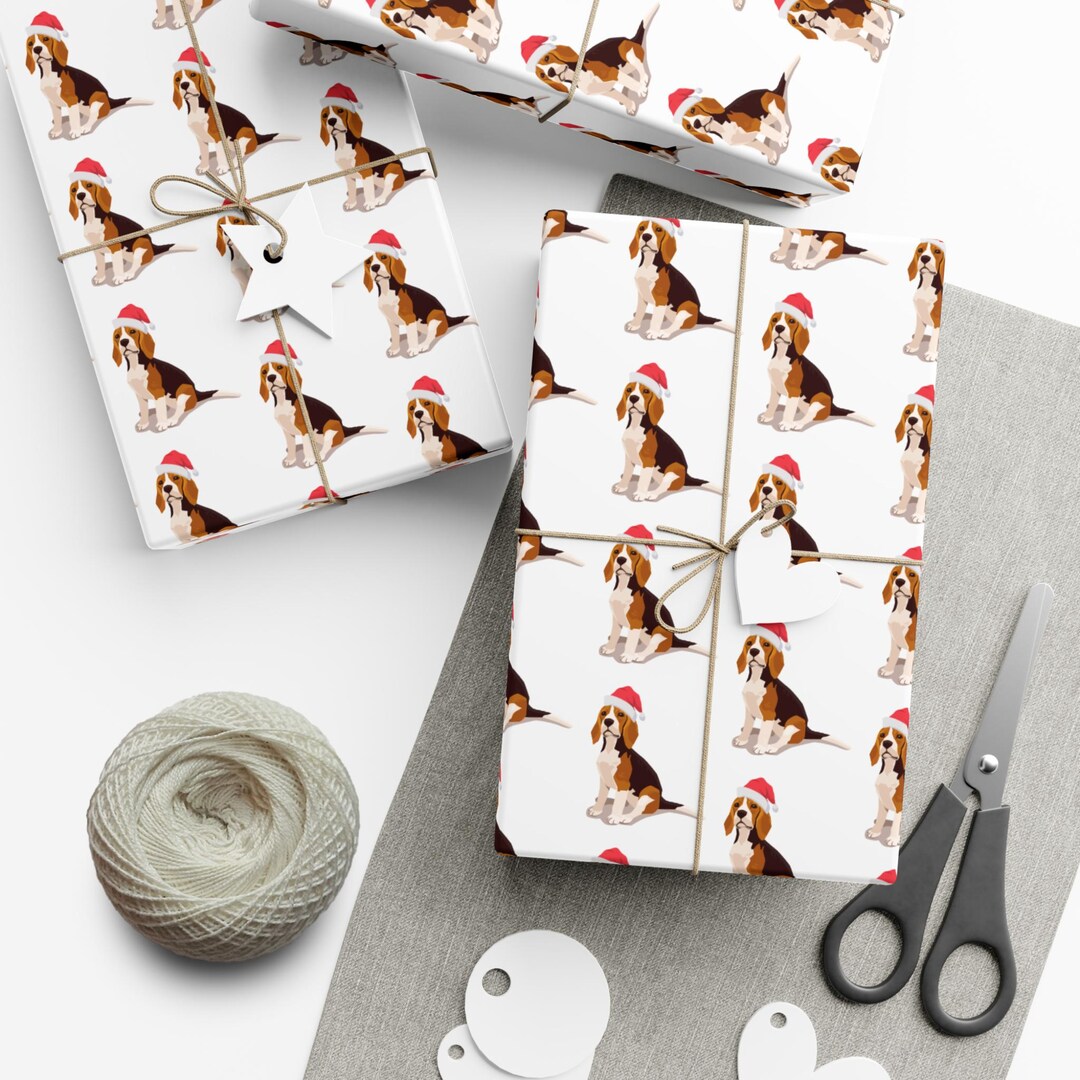 Santa Beagle White Wrapping Paper - Etsy