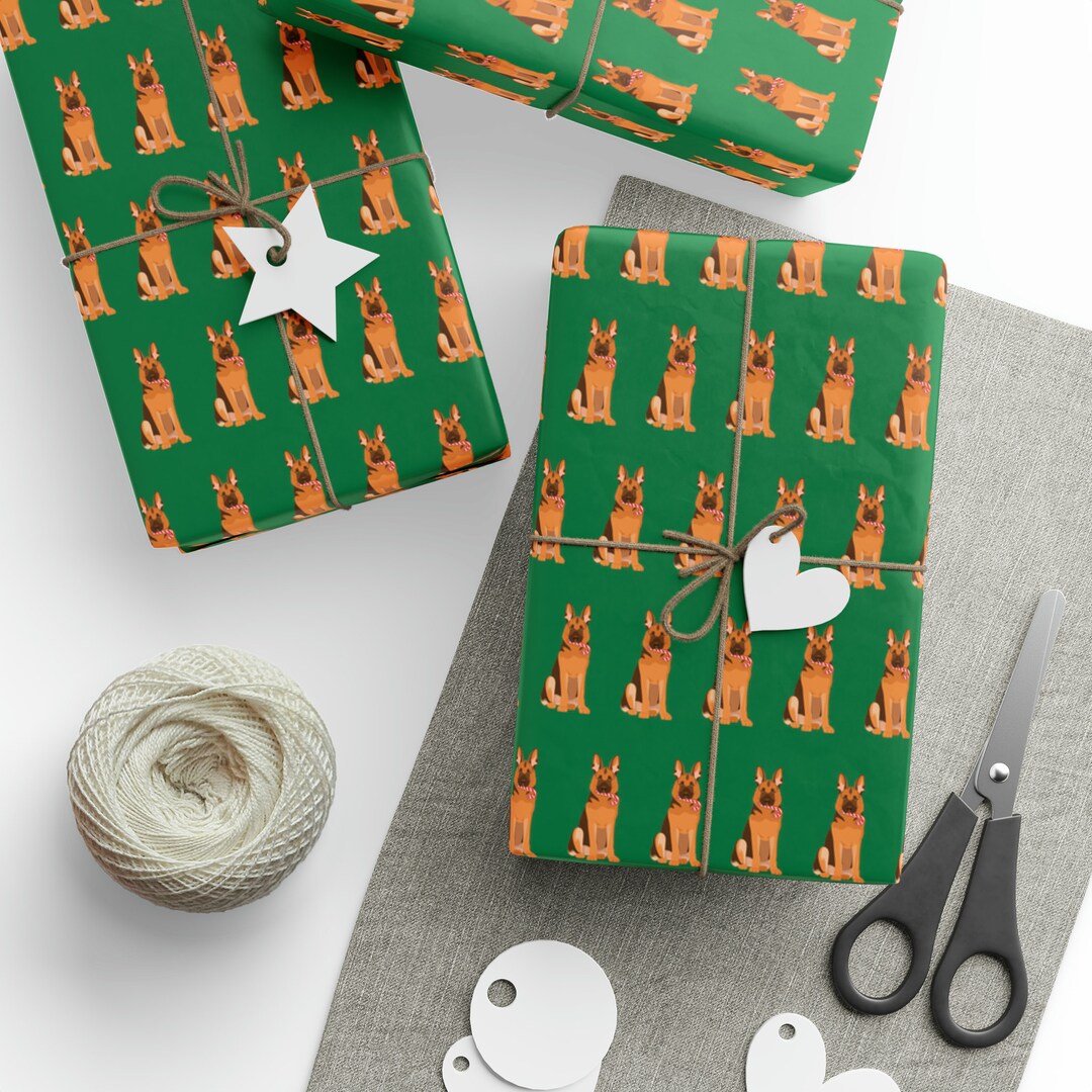 German Shepherd Green Wrapping Paper - Etsy