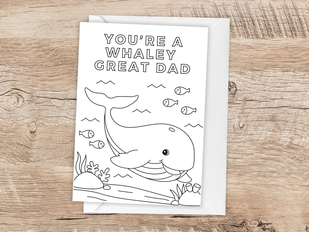 Happy Fathers Day Coloring Card Keepsake, Printable Greeting Card for ...